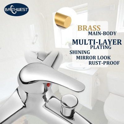 BATHWEST Bathroom Shower Mixer Tap Wall Mount Modern Bathroom Taps with ...