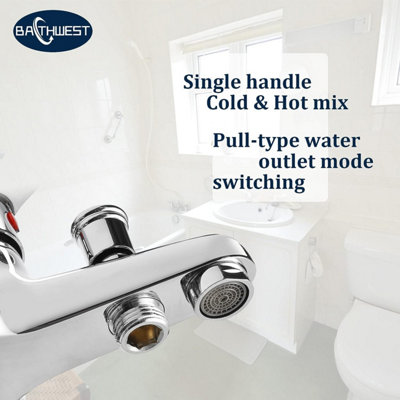 BATHWEST Bathroom Shower Mixer Tap Wall Mount Modern Bathroom Taps with ...