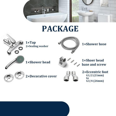 BATHWEST Bathroom Shower Mixer Tap Wall Mount Modern Bathroom Taps with ...