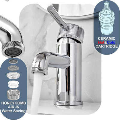 BATHWEST Bathroom Sink Taps, Basin Mixer Taps , Monobloc Chromed Brass ...