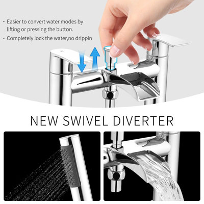 BATHWEST Bathroom Waterfall Bath Shower Mixer Tap Chrome Bath Filler ...