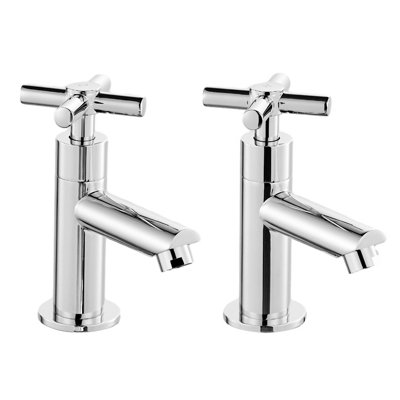 BATHWEST Chrome Basin Cross Sink Taps Pair of Bathroom Sink Mixers Tap ...