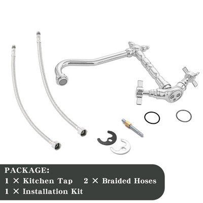 BATHWEST Kitchen Mixer Tap 360 Swivel Spout with Twin Levers Victoria ...