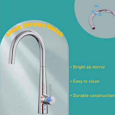 BATHWEST Kitchen Sink Basin Mixer Tap Monobloc Dual Lever Chrome Brass ...