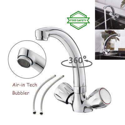 BATHWEST Kitchen Taps Compact Kitchen Sink Tap Dual Knob 360 Swivel ...