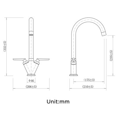 BATHWEST Kitchen Taps Mixer Swan Neck Dual Lever 360 Swivel Kitchen ...