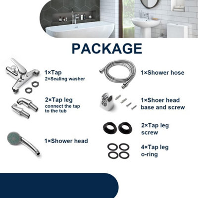 BATHWEST Mixer Taps with Shower Head Chrome Single Lever Deck Mount ...