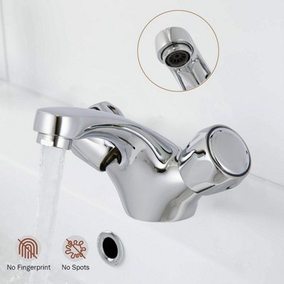 BATHWEST Modern Bathroom Sink Taps Twin Knob Chrome Brass Basin Mixer ...
