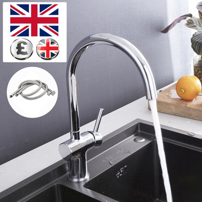 BATHWEST Modern Kitchen Sink Tap with UK Standard Fittings Single Lever ...