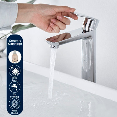 BATHWEST Tall Bathroom Basin Mixer Taps, High Rise Faucet for ...