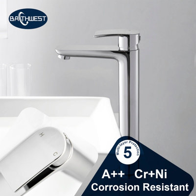 BATHWEST Tall Bathroom Basin Mixer Taps, High Rise Faucet for ...