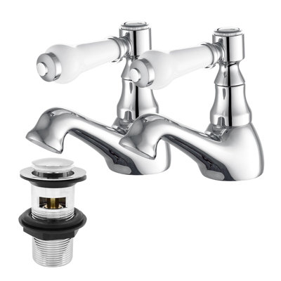 BATHWEST Traditional Bathroom Sink Taps Chrome Brass Cloakroom ...