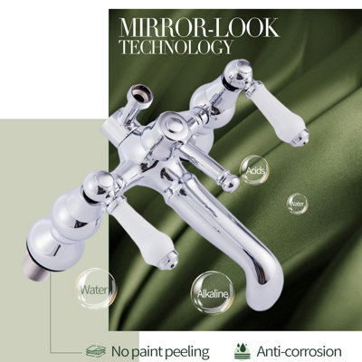 BATHWEST Victorian Bath Taps with Shower Traditional Telephone Bathroom ...