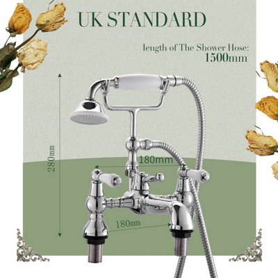 BATHWEST Victorian Bath Taps with Shower Traditional Telephone Bathroom ...