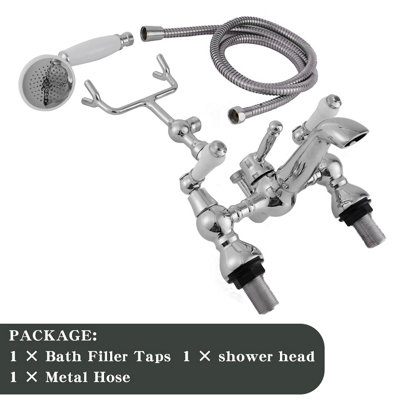 BATHWEST Victorian Bath Taps with Shower Traditional Telephone Bathroom ...