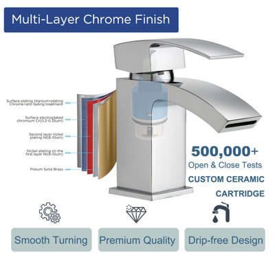 BATHWEST Waterfall Basin Sink Mixer Taps Monobloc Chrome Bathroom Taps ...