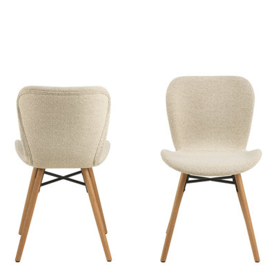 Batilda Dining Chairs with Cream Fabric and Oak Set of 2 | DIY at B&Q
