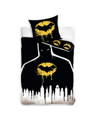 Batman Bat Logo Single Duvet Cover and Pillowcase Set - European Size