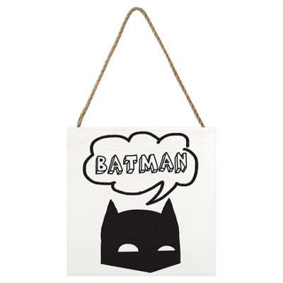 Batman Bubble Wooden Block White/Black (20cm x 20cm)