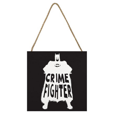 Batman Crime Fighter Wooden Block Black/White (20cm x 20cm)