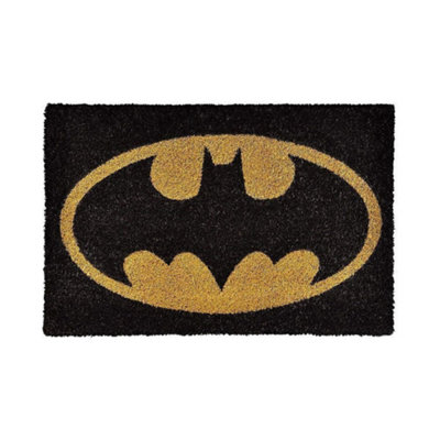 Batman Logo Door Mat Black/Yellow (One Size) | DIY at B&Q