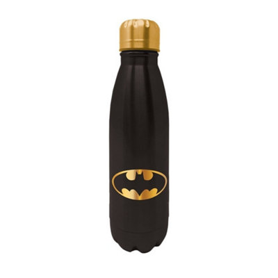Batman Logo Water Bottle Black/Gold (One Size) | DIY at B&Q
