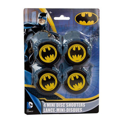 Batman Mini Disc Shooter (Pack of 4) Black/Yellow (One Size)
