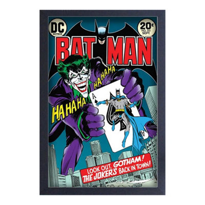 Batman The Jokers Back In Town Framed Canvas Print Multicoloured (40cm ...