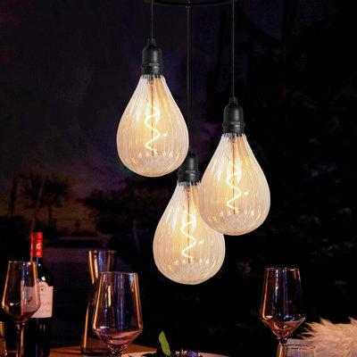 Battery Operated Trio Drop Pendant LED Light - Weatherproof Hanging ...