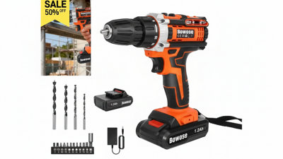 Battery Powered Cordless Drill Driver Set.