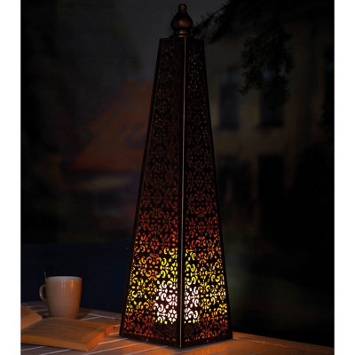Battery Powered Moroccan Style Pyramid Lantern Lamp - Weatherproof ...
