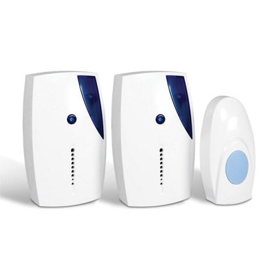 Battery Powered Wireless Doorbell & 2 Receivers with 100m Range, LED ...