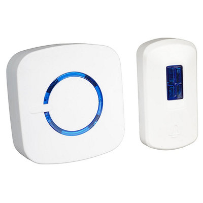 Battery Powered Wireless Doorbell & Receiver with 100m Range, LED Flash ...