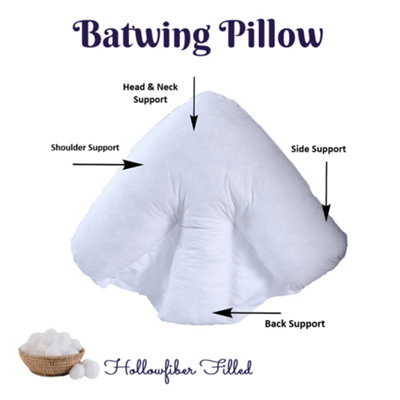 Batwing Pillow Hollowfiber Filled Neck Back Head Shoulder Support Soft ...