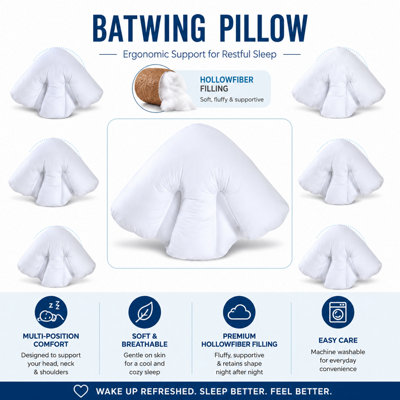 Batwing Pillow Hollowfiber Filled Othopedic Head Neck Back Shoulder ...