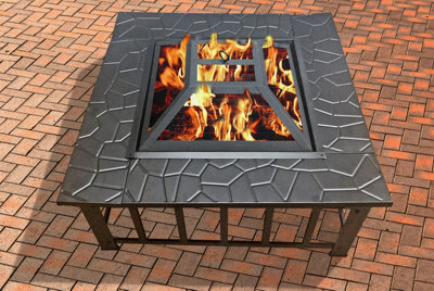 BBQ 3-in-1 Large Square Fire Pit