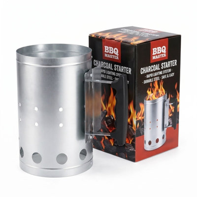 BBQ Coal Starter 19 x 27cm Heavy-Duty Steel Charcoal Chimney Starter ...