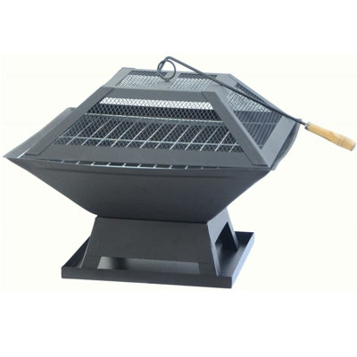 BBQ Grill Square Fire Pit Outdoor Garden Patio Heater Stove Brazier ...
