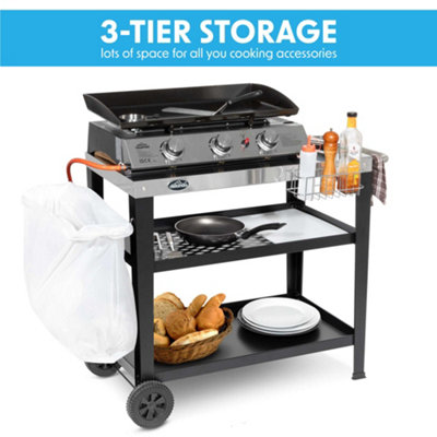 BBQ/Plancha Trolley for Outdoor Cooking, Utensil Holder - Stainless Steel