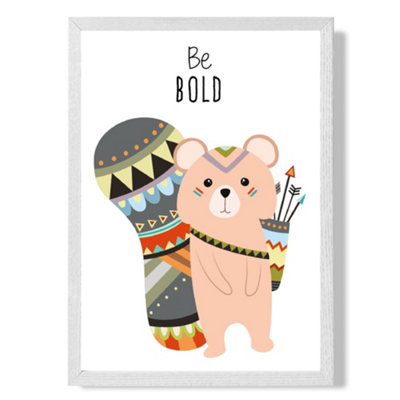 Be Bold Squirrel Tribal Animal Quote Poster with Hanger / 33cm / White ...