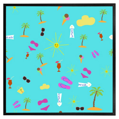 Beach cartoons (Picutre Frame) / 24x24" / Black | DIY at B&Q