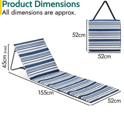 Beach Mat With Adjustable Backrest Folding Sun Lounger Chair With Carry ...