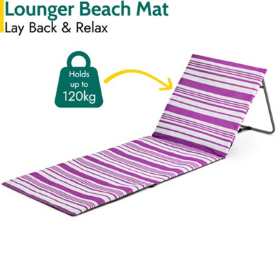 Beach Mat With Adjustable Backrest Folding Sun Lounger Chair With Carry ...