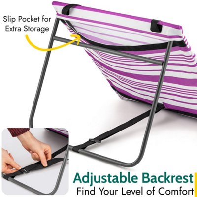 Beach Mat With Adjustable Backrest Folding Sun Lounger Chair With Carry ...