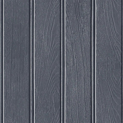 Beadboard Panel Wallpaper In Navy Blue