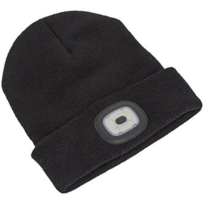 Beanie Hat with Integrated Spotlight - 4 SMD LED - USB Rechargeable ...