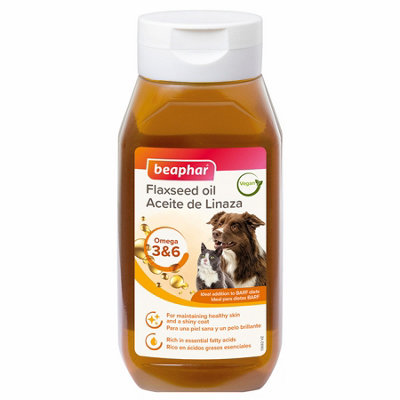 Beaphar Flaxseed Oil Supplement for Cats and Dogs 430ml - Pack of 6
