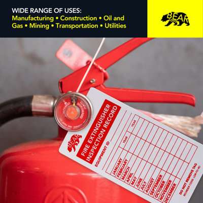 BearLOTO Fire Extinguisher Inspection Tag Red 20 Pack