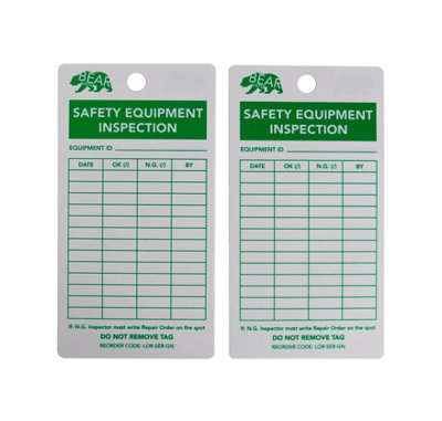 BearLOTO Safety Equipment Inspection Tag Green 20 Pack