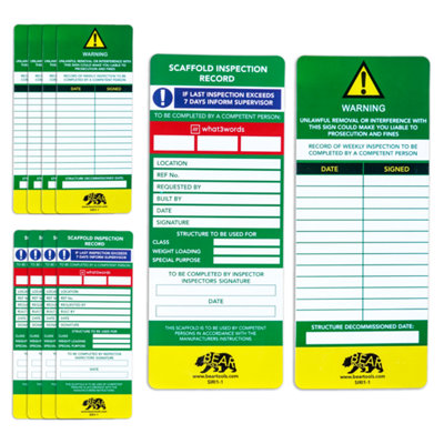 BearTOOLS Scaffold Inspection Replacement Inserts 10 Pack